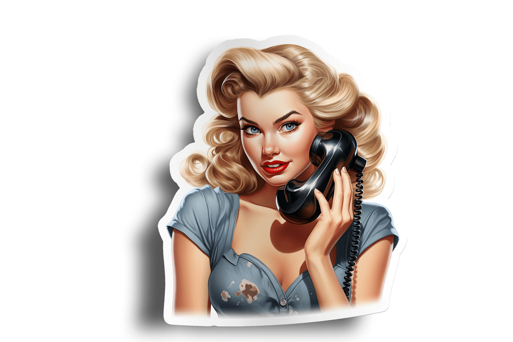 50s Blonde Pin-Up Sticker – Piggy Print Stickers