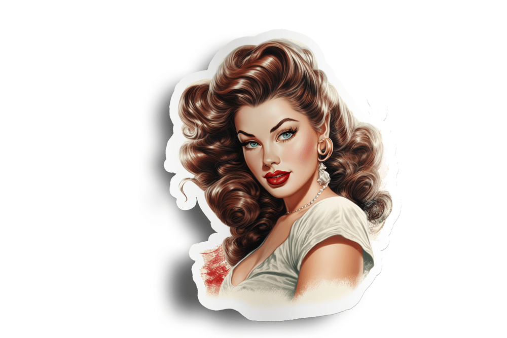 Vintage Beauty Pin-Up Sticker – Piggy Print Stickers