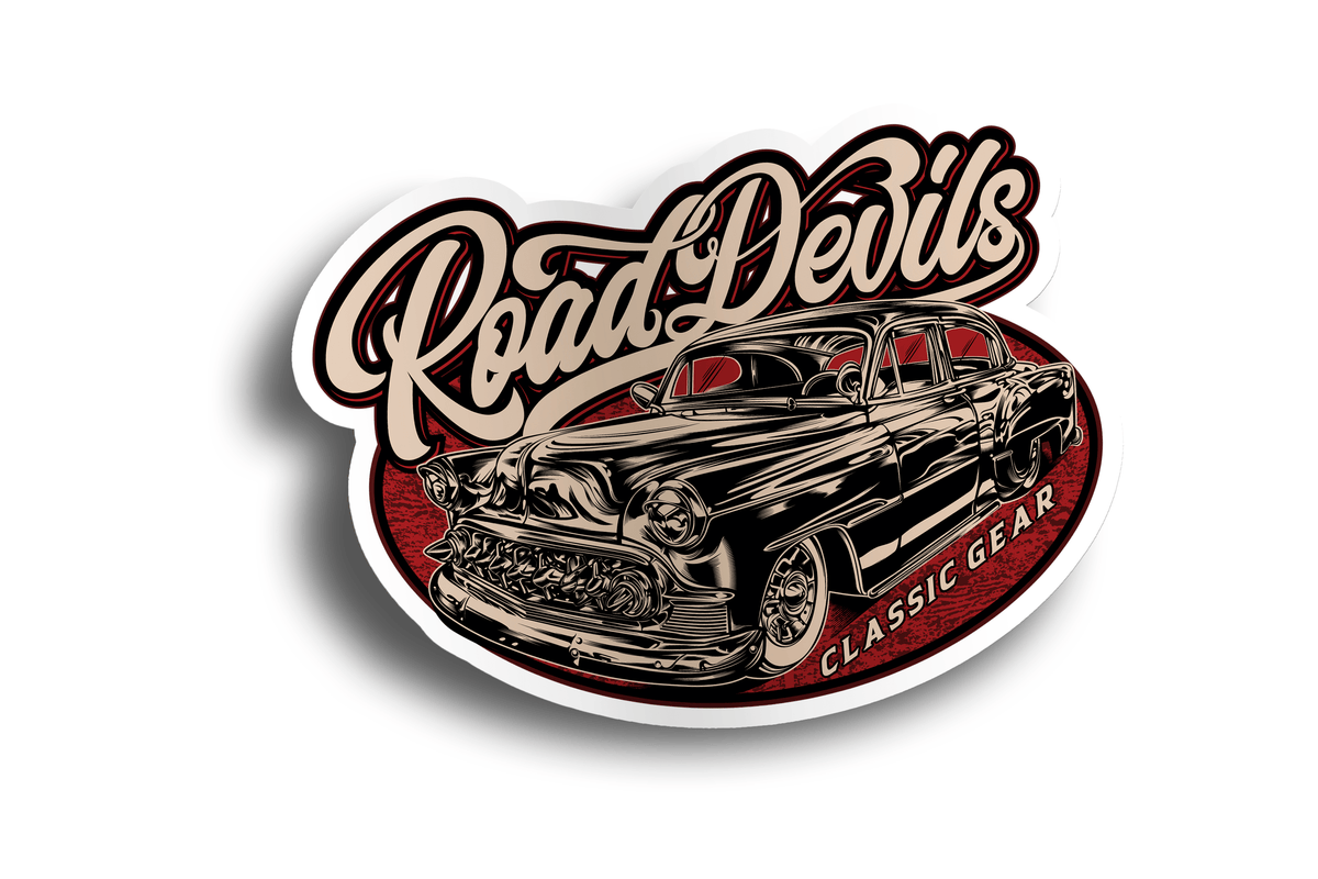 50s Road Devil Hotrod Sticker – Piggy Print Stickers