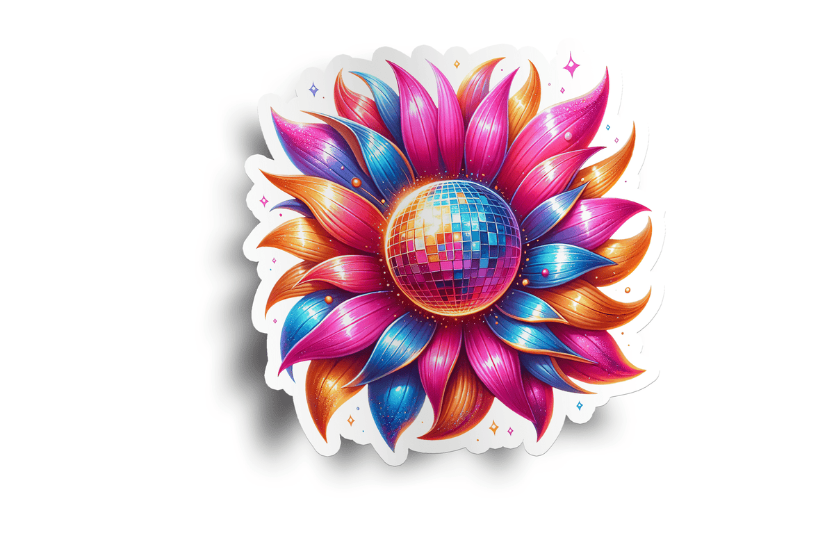 70s Flower Disco Ball Sticker – Piggy Print Stickers