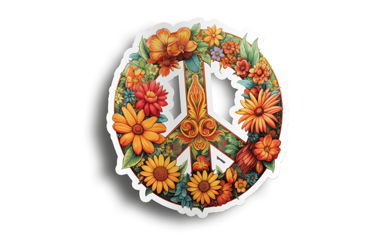 Floral Hippie Peace Sticker – Piggy Print Stickers