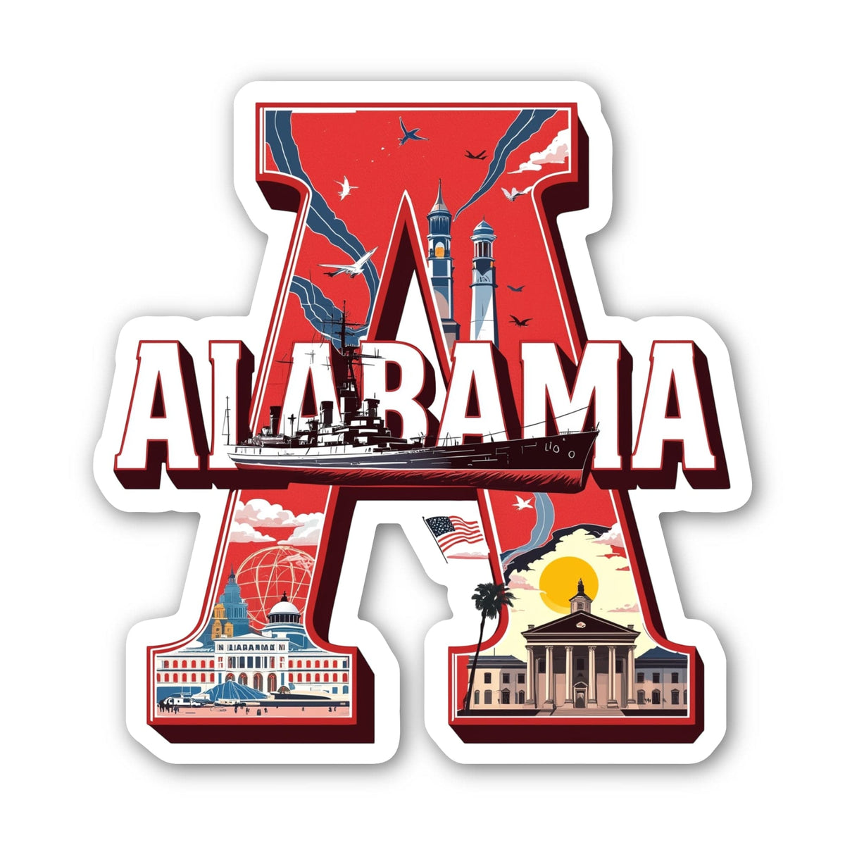 Alabama State Vinyl Sticker – Piggy Print Stickers