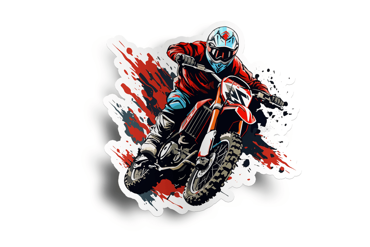 Dirt Bike Motocross Rider Sticker – Piggy Print Stickers