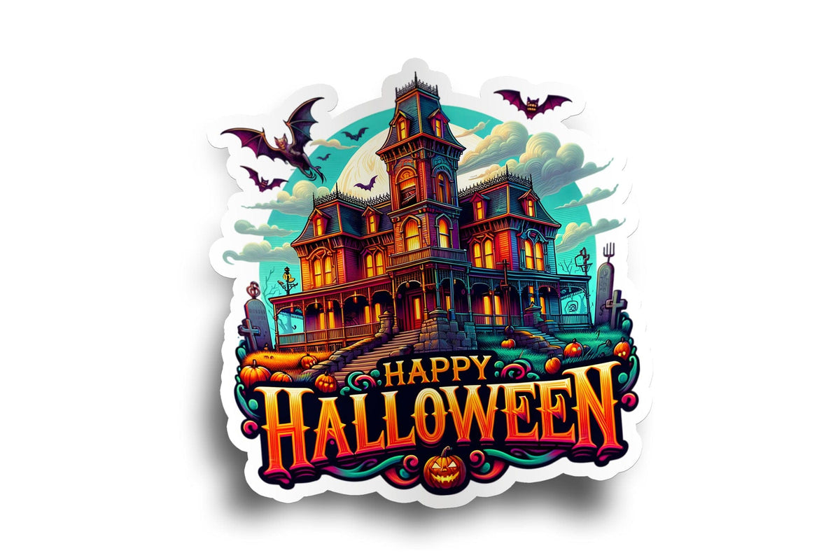 Haunted House Halloween Sticker – Piggy Print Stickers