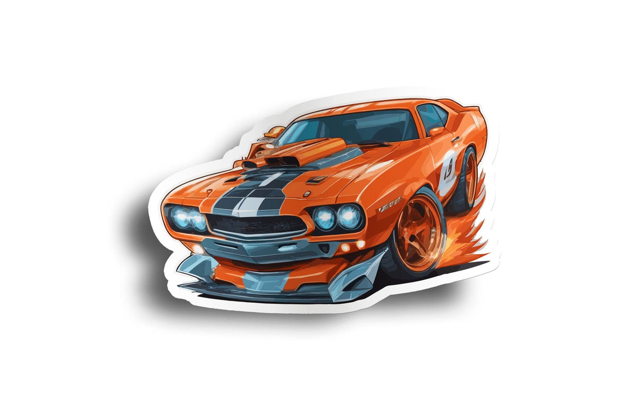 Orange Muscle Car Sticker – Piggy Print Stickers
