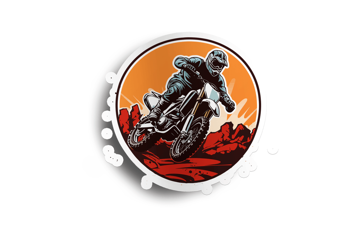 Mountain Dirt Bike Rider Sticker – Piggy Print Stickers
