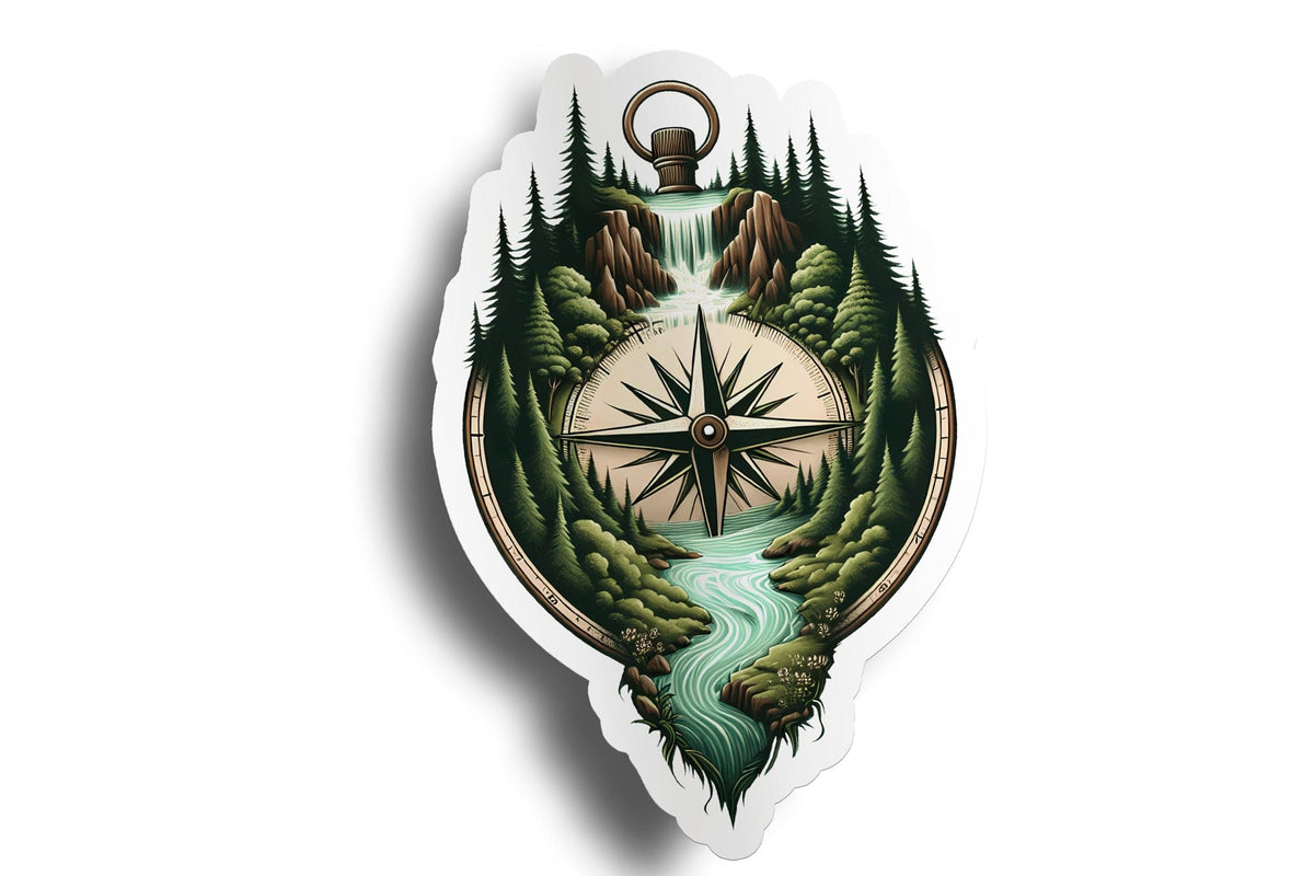 Waterfall Compass Sticker – Piggy Print Stickers